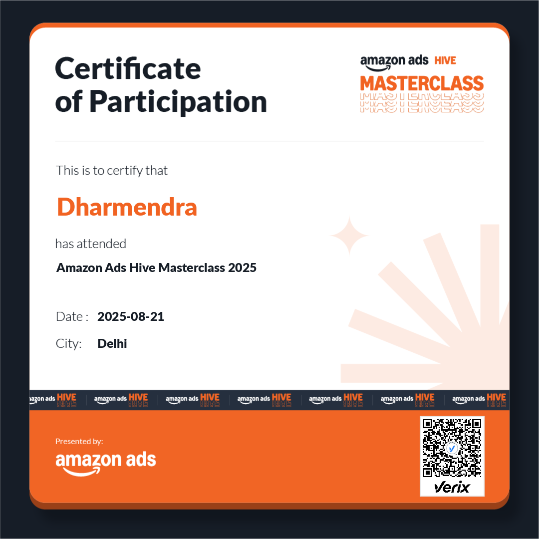 Certificate of Participation: Amazon Ads Hive Masterclass 2025 ...
