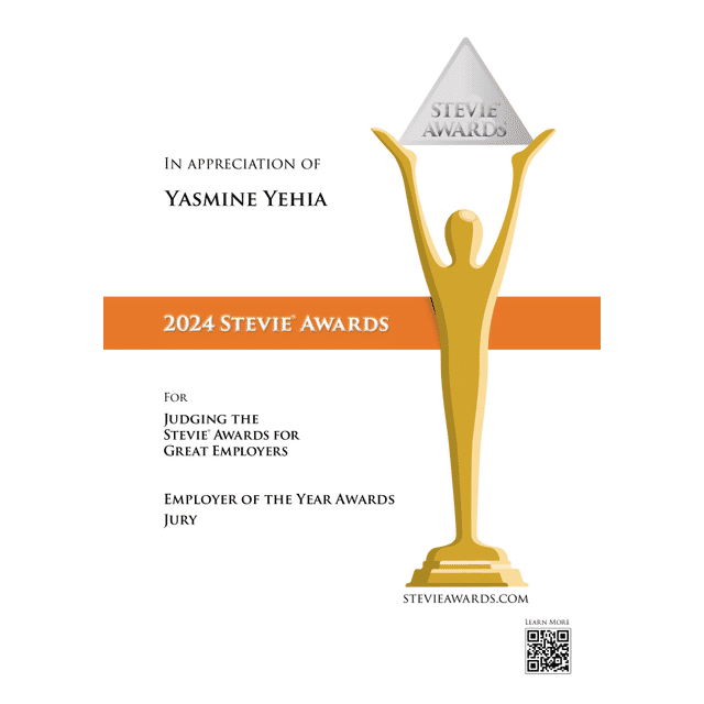 Stevie® Awards for Great Employers: Yasmine Yehia by The Stevie Awards | Verix