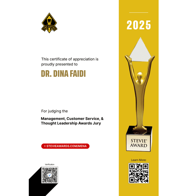 Middle East & North Africa Stevie® Awards: Dr. Dina Faidi credential ...