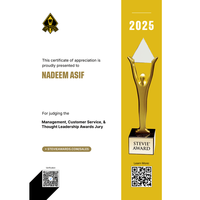 Middle East & North Africa Stevie® Awards: Nadeem Asif credential ...