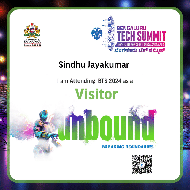 Bengaluru Tech Summit 2024: Visitor Certificate credential issued by ...