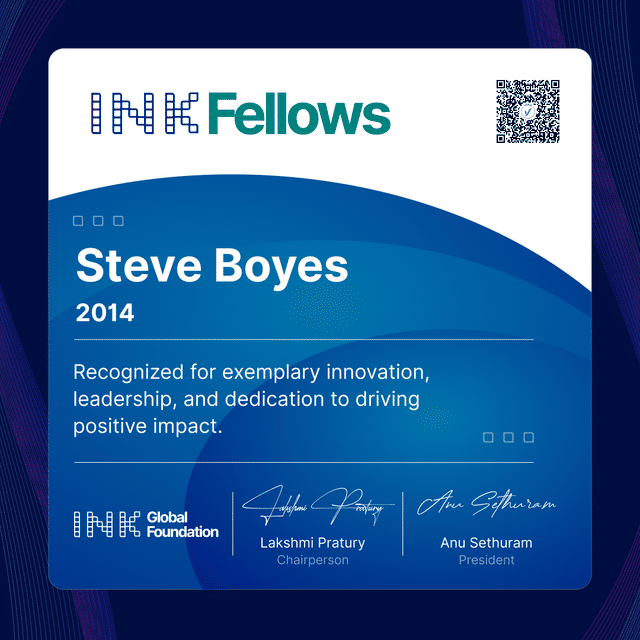 INK Fellow: Steve Boyes credential issued by INK Global Foundation to ...