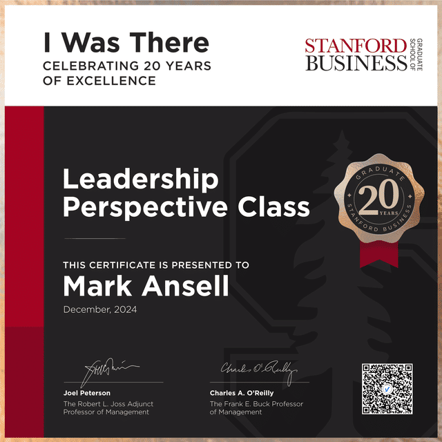 20th Anniversary Commemorative Badge: Mark Ansell credential issued by ...